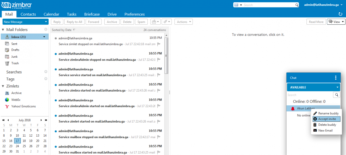 Cara Menggunakan Fitur Chat Pada Zimbra - Saadwebid