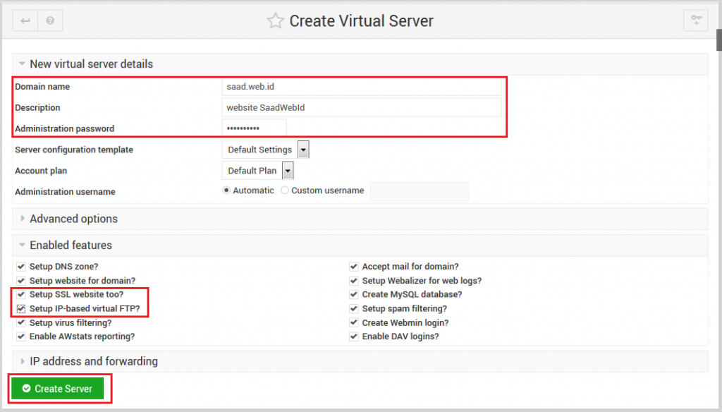Membuat Virtual Server Pada Virtualmin - Saadwebid
